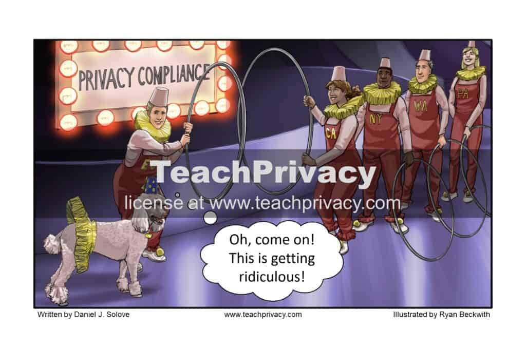 Cartoon: Compliance with Many Privacy Laws - TeachPrivacy Store